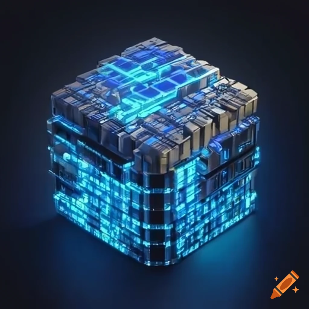 Futuristic database cubes on Craiyon