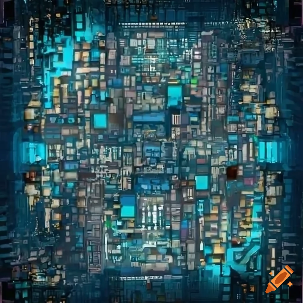 Top down digital map of a massive futuristic city on Craiyon