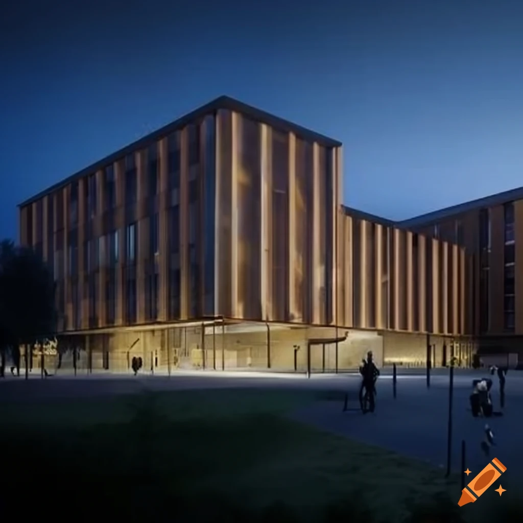 Architectual rendering, modern university on Craiyon