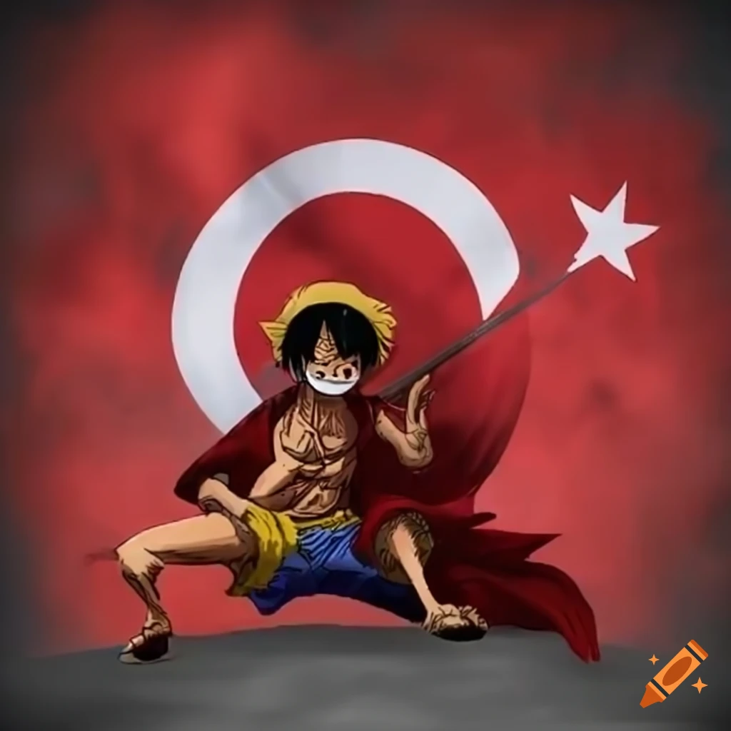 Luffy with a turkey flag on Craiyon