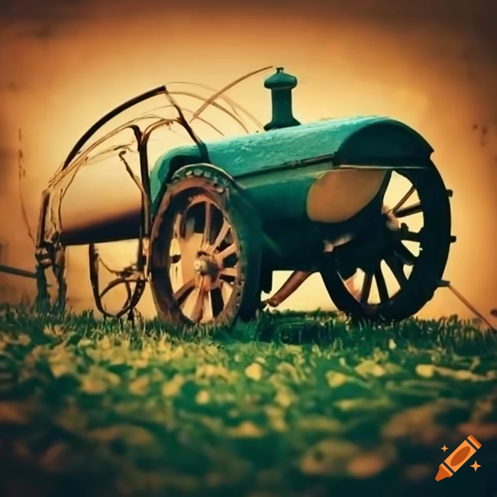 Tractor with water cart nostalgic