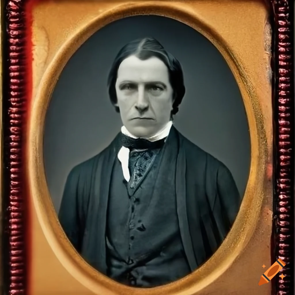 Daguerreotype portrait of a Victorian magician on a stage on Craiyon