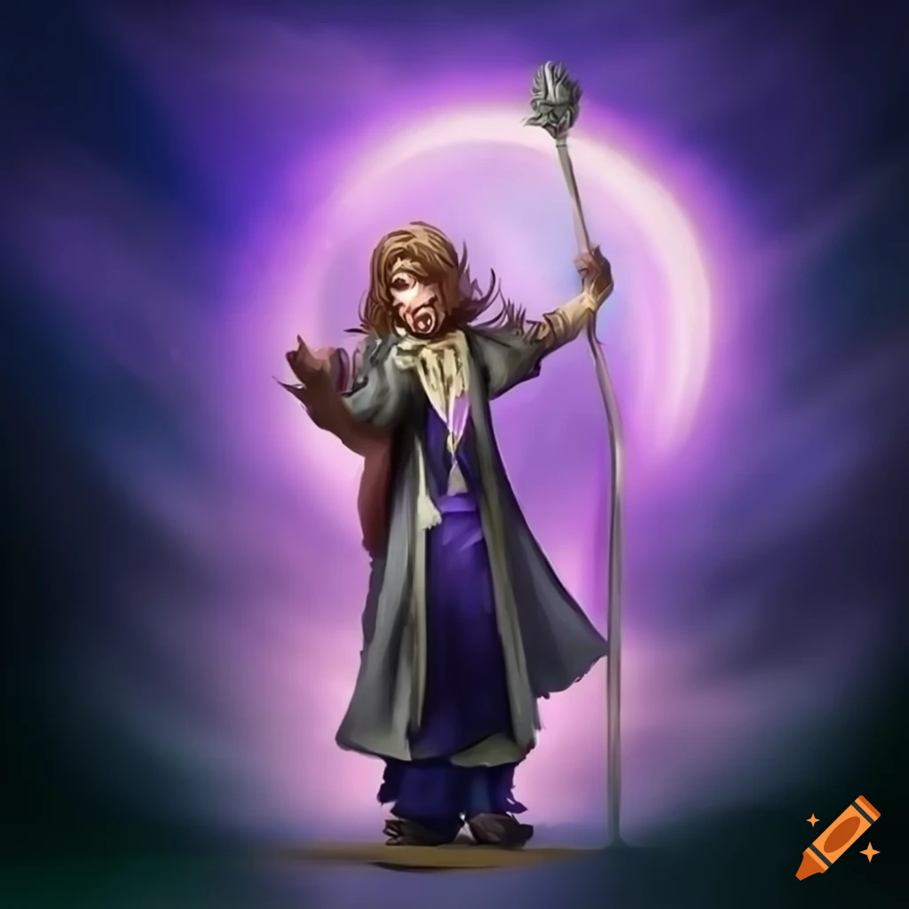 Young celestial wizard with a staff on Craiyon