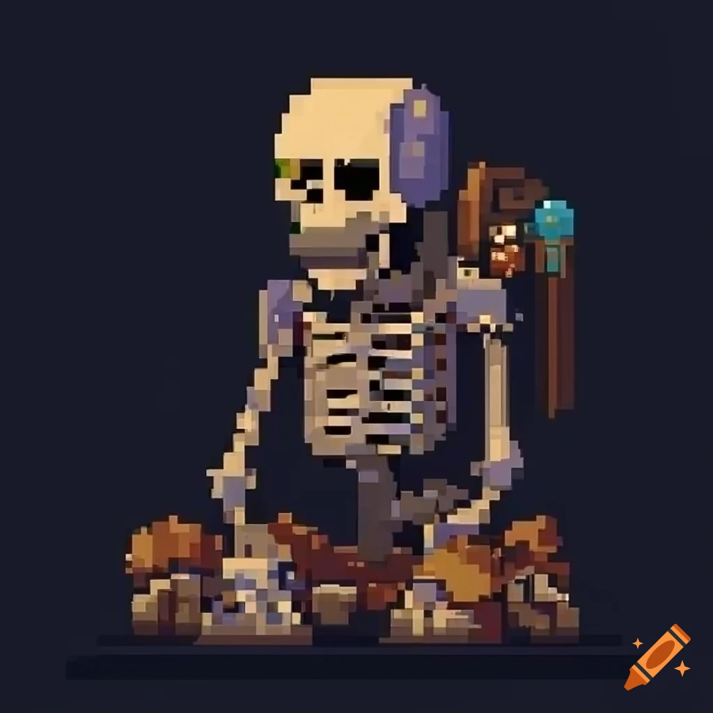 Pixel art skeleton retro rpg style on Craiyon