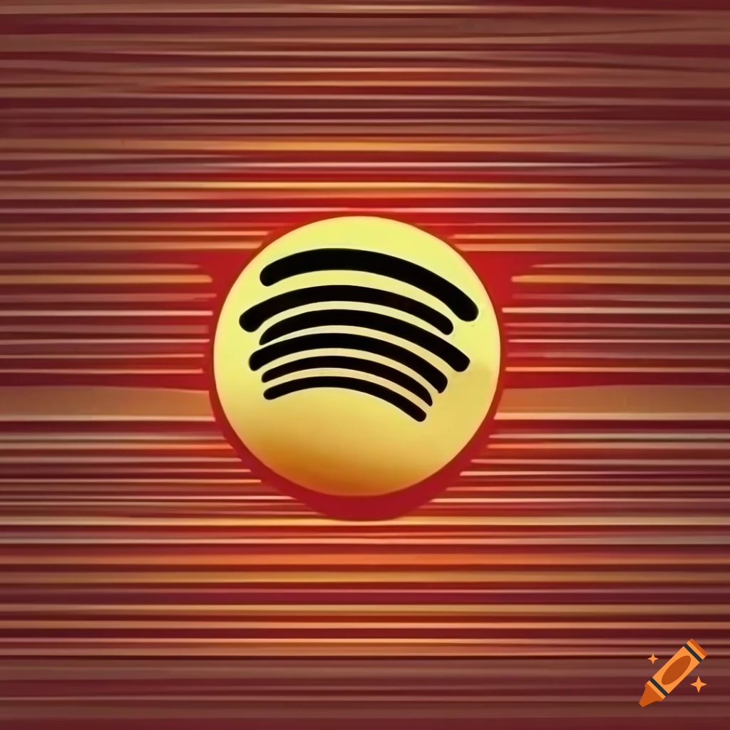 Gold line tracing of Spotify logo over red heart sunny orange white ...