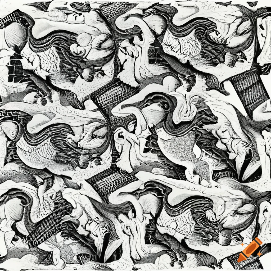 Escher style birds. Only two colours. High definition. M C Escher Style ...