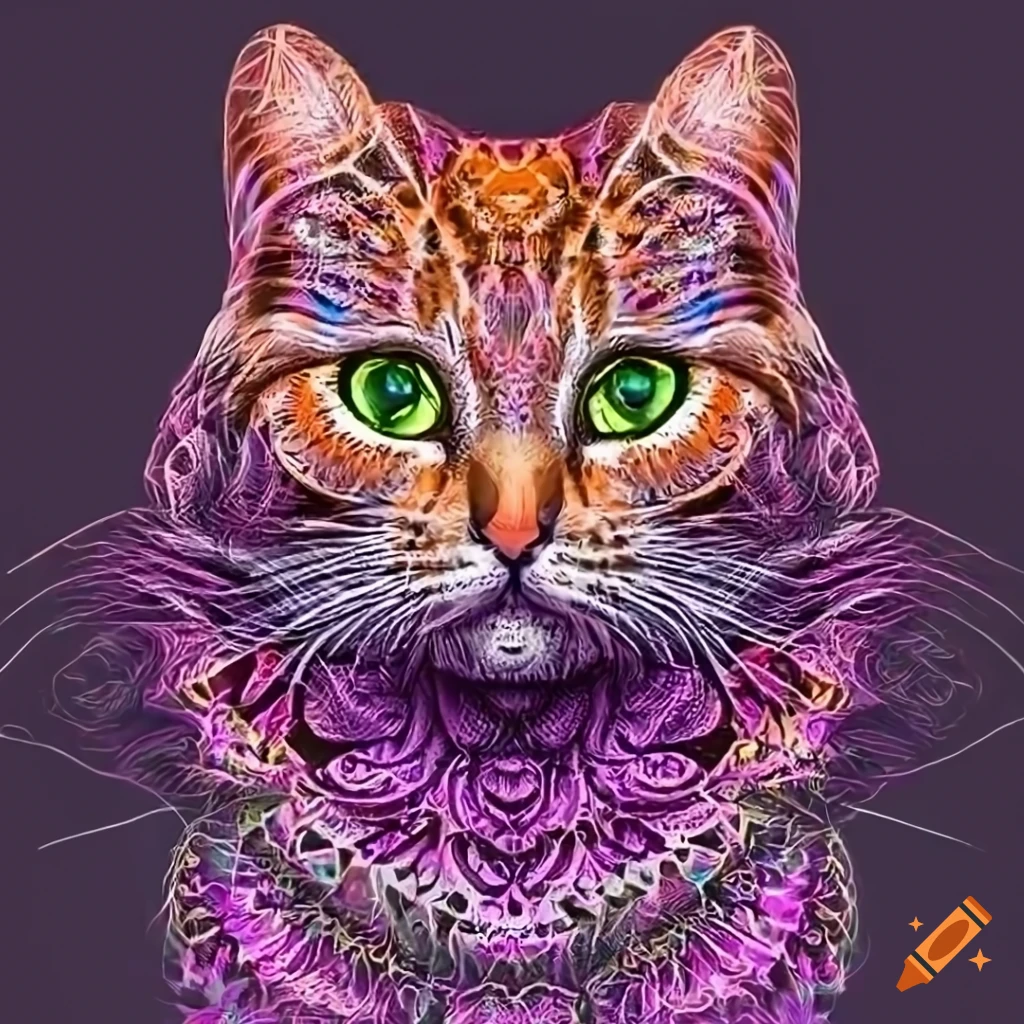 Trippy Cat Drawing