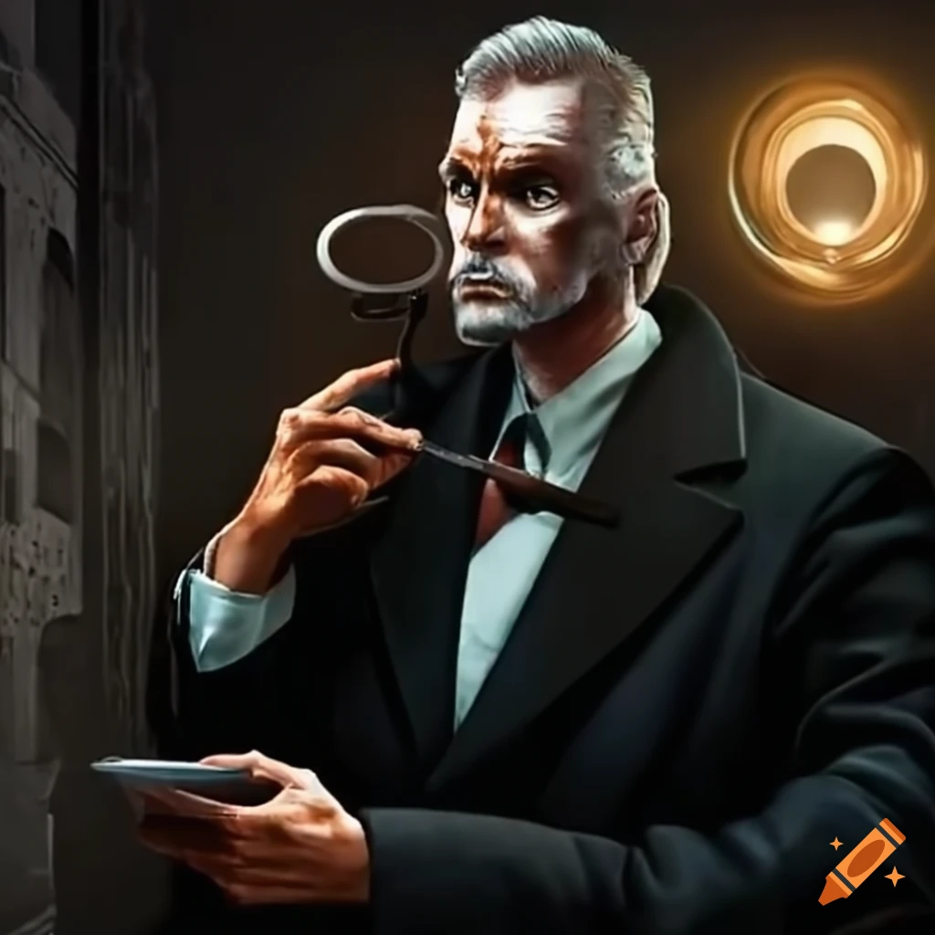 A detective is talking to a second detective in the middle of the city