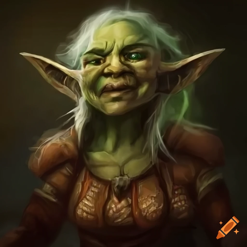 A goblin shaman named Old Mother Stormcrow on Craiyon