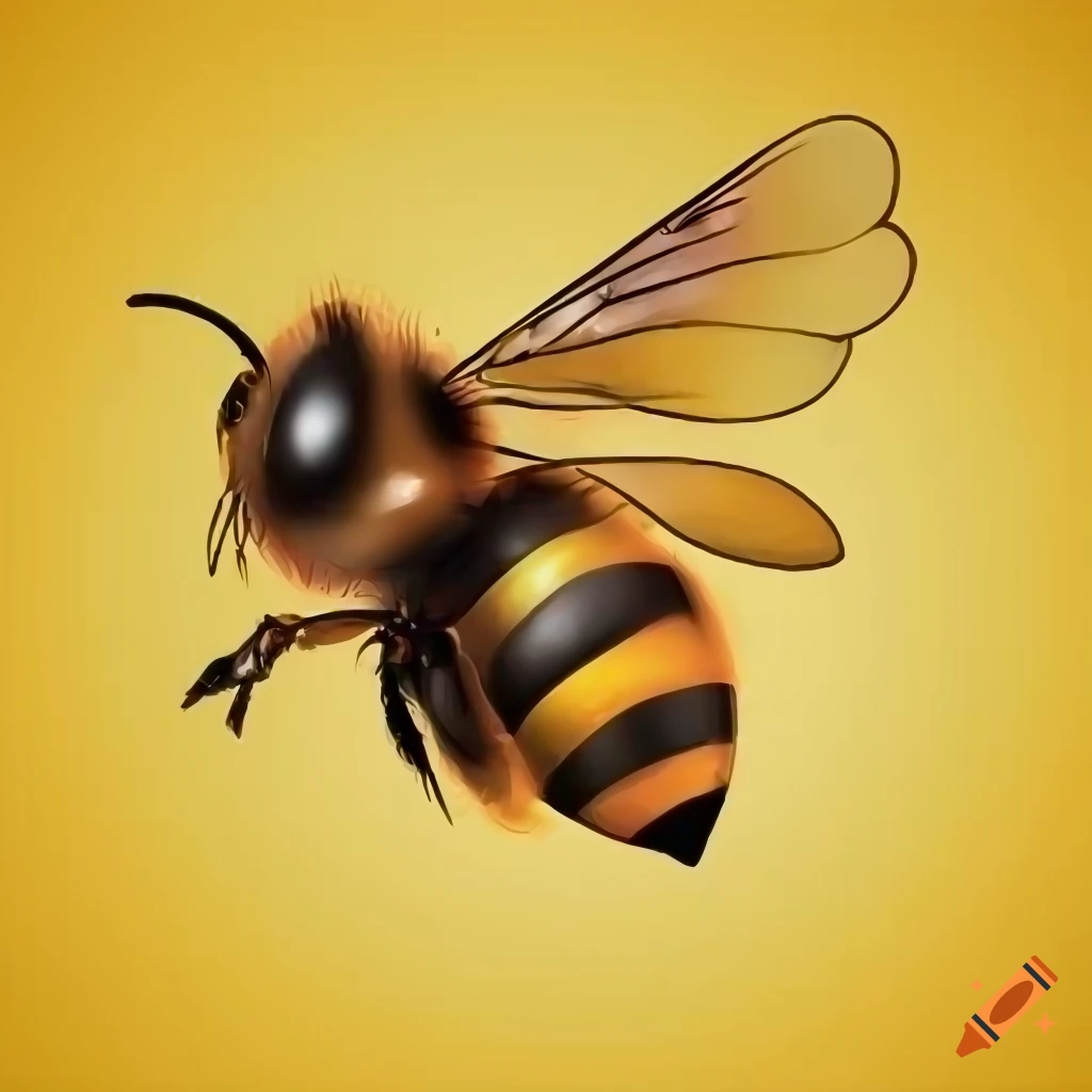 A bee digital art work for commercial purpose on white background