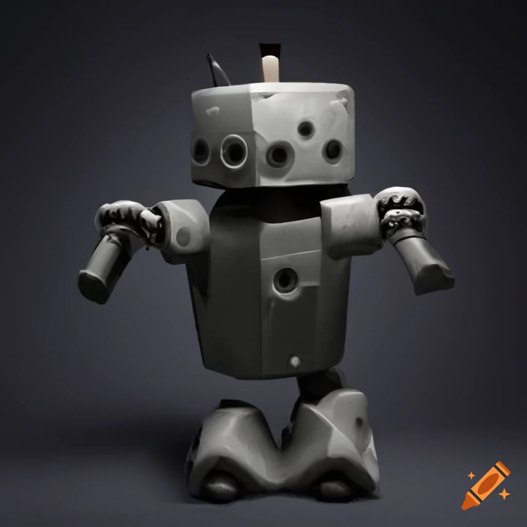 A Strict, Stern, Stoic Robot made of Stone named, "M0535" on Craiyon