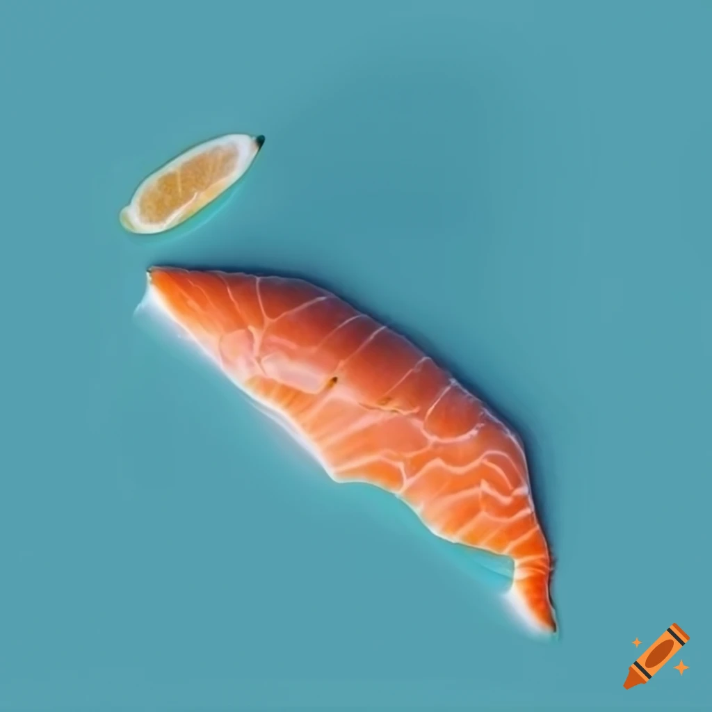 Salmon on light blue background on Craiyon