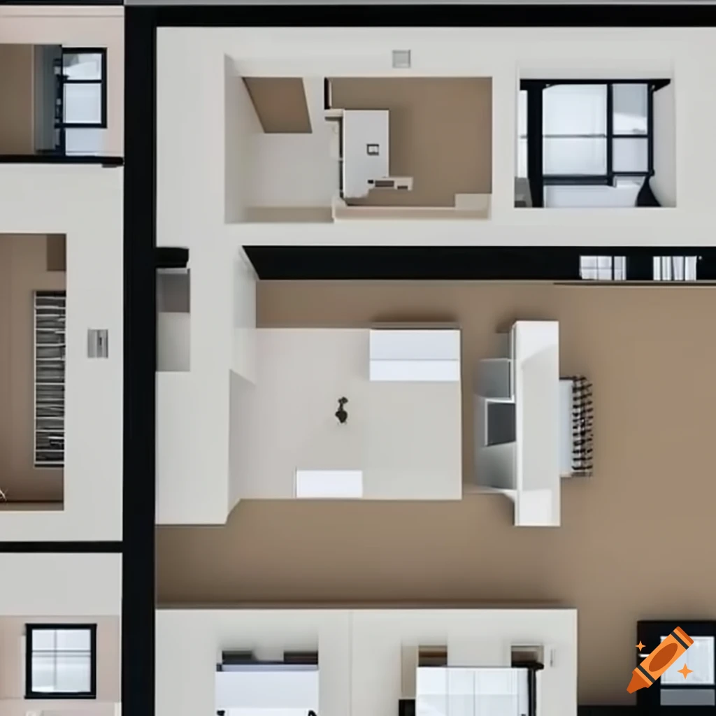 A floor plan for a 1 story 9x9 size house for 1 person on Craiyon