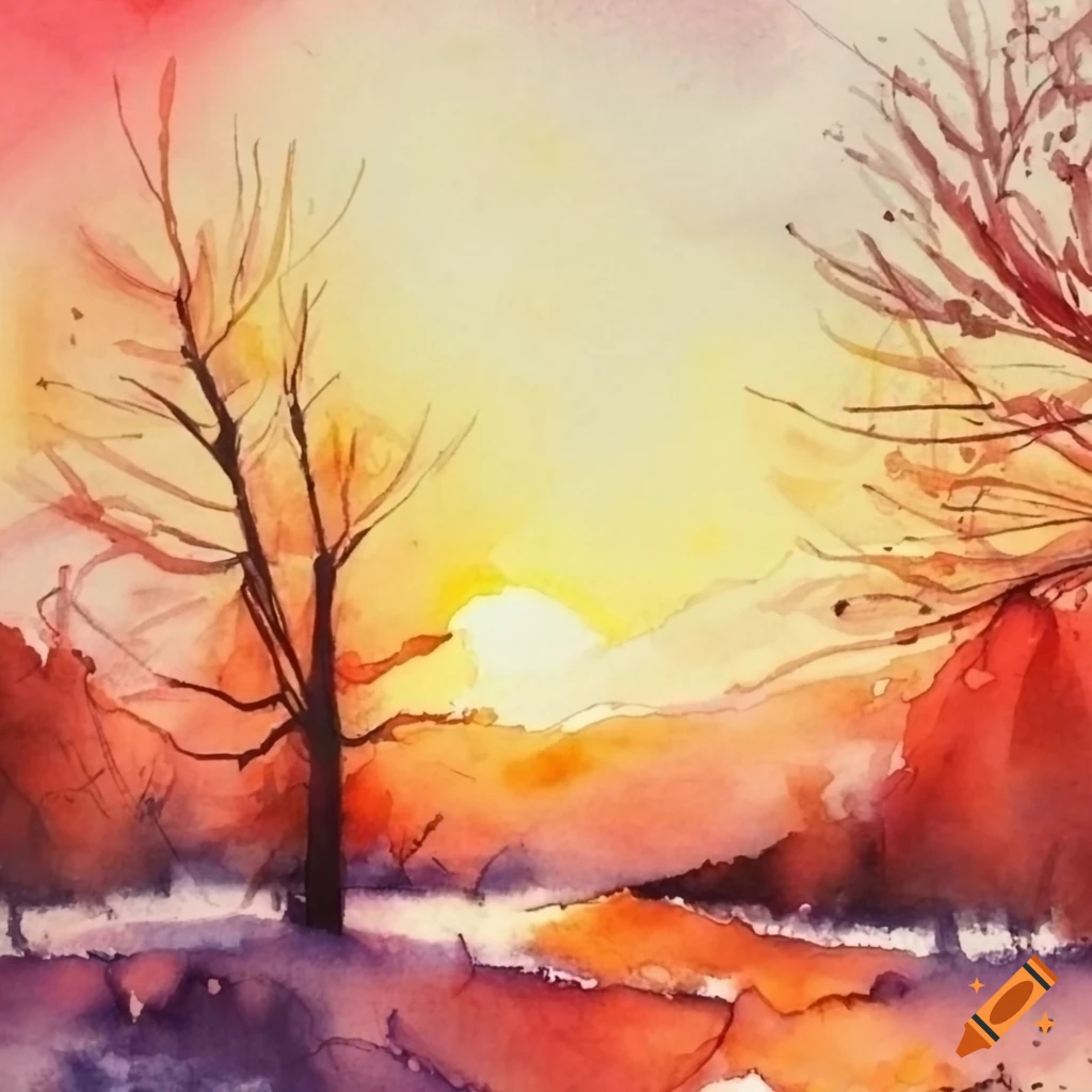Warm watercolor painting
