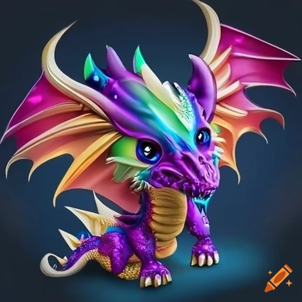 Cute gemstone multicolor majestic dragon