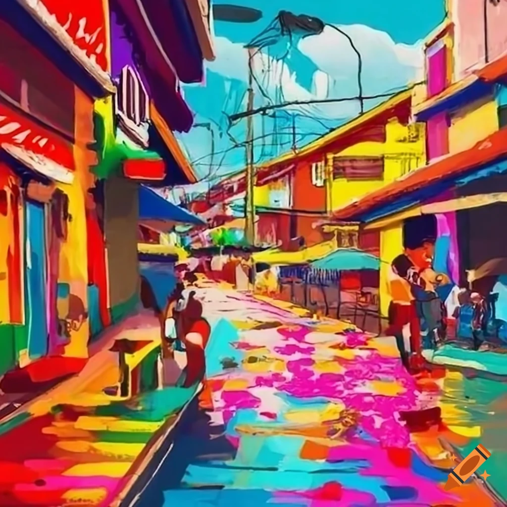 Colorful fiesta street philippine scene on Craiyon