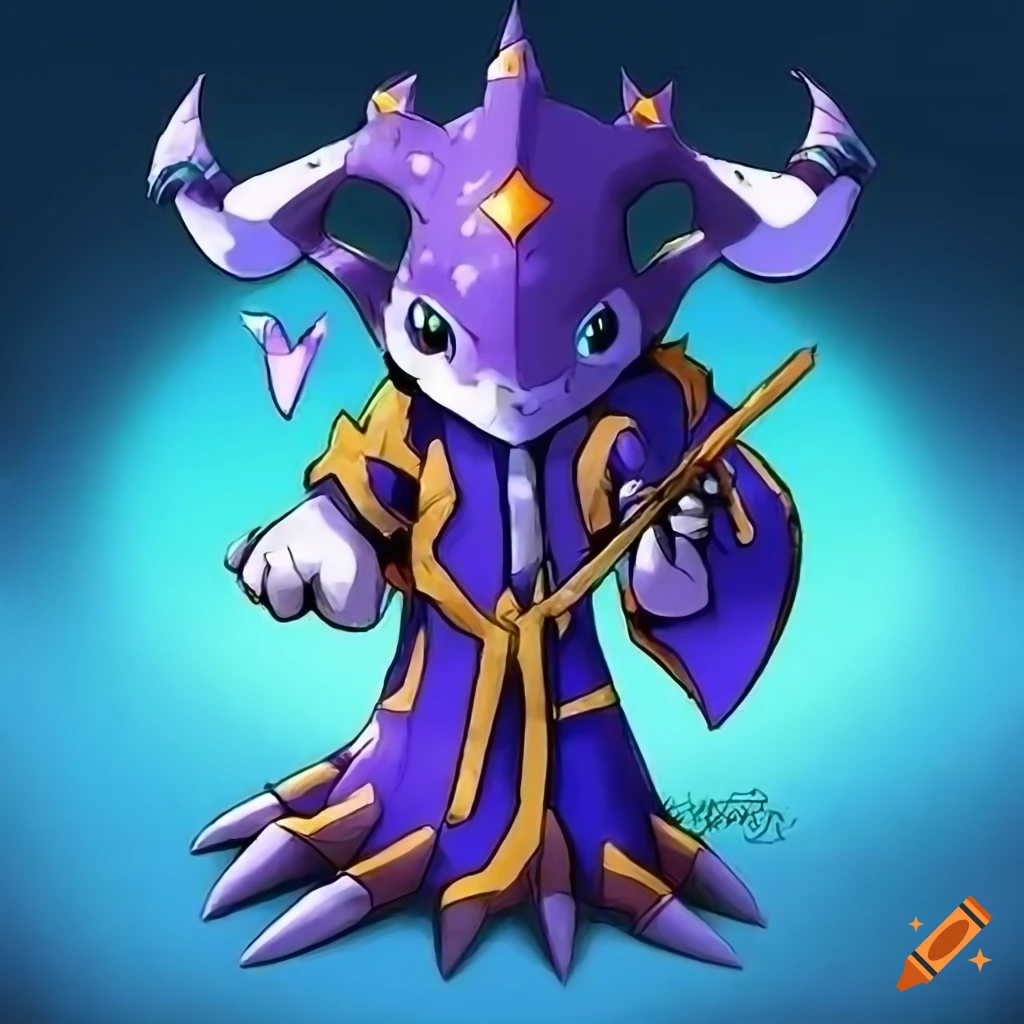 Small wizard digimon in the style of the digimon art on Craiyon