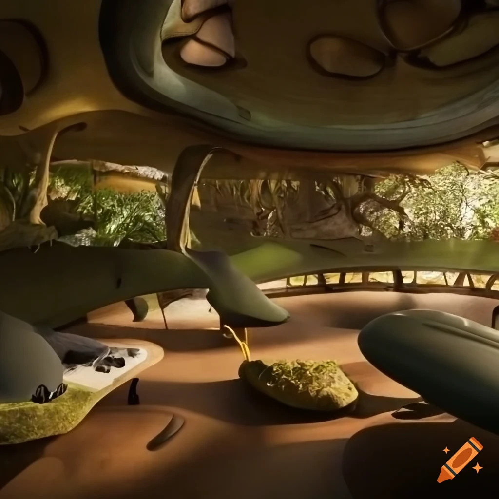 Biomimicry seating area on Craiyon