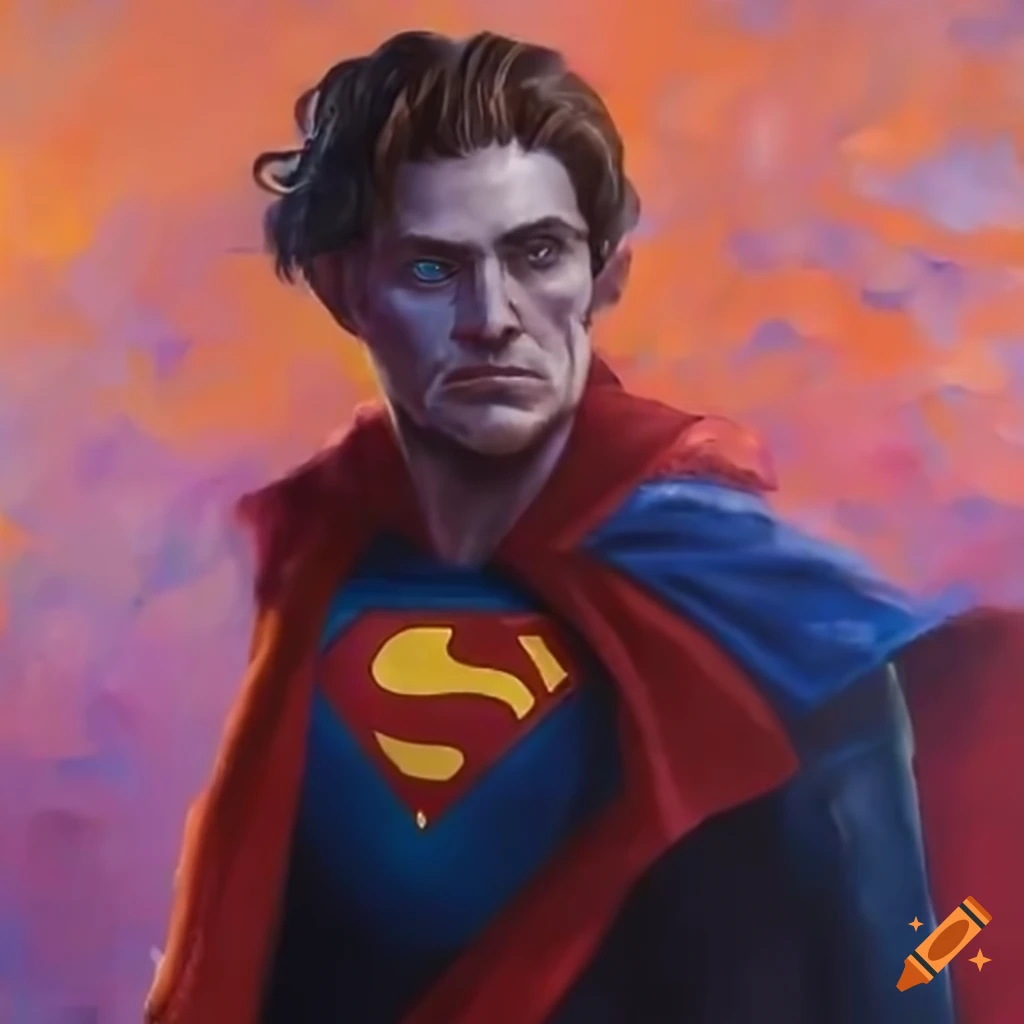 Caleb Widogast from Critical Role wearing Superman's cape on Craiyon