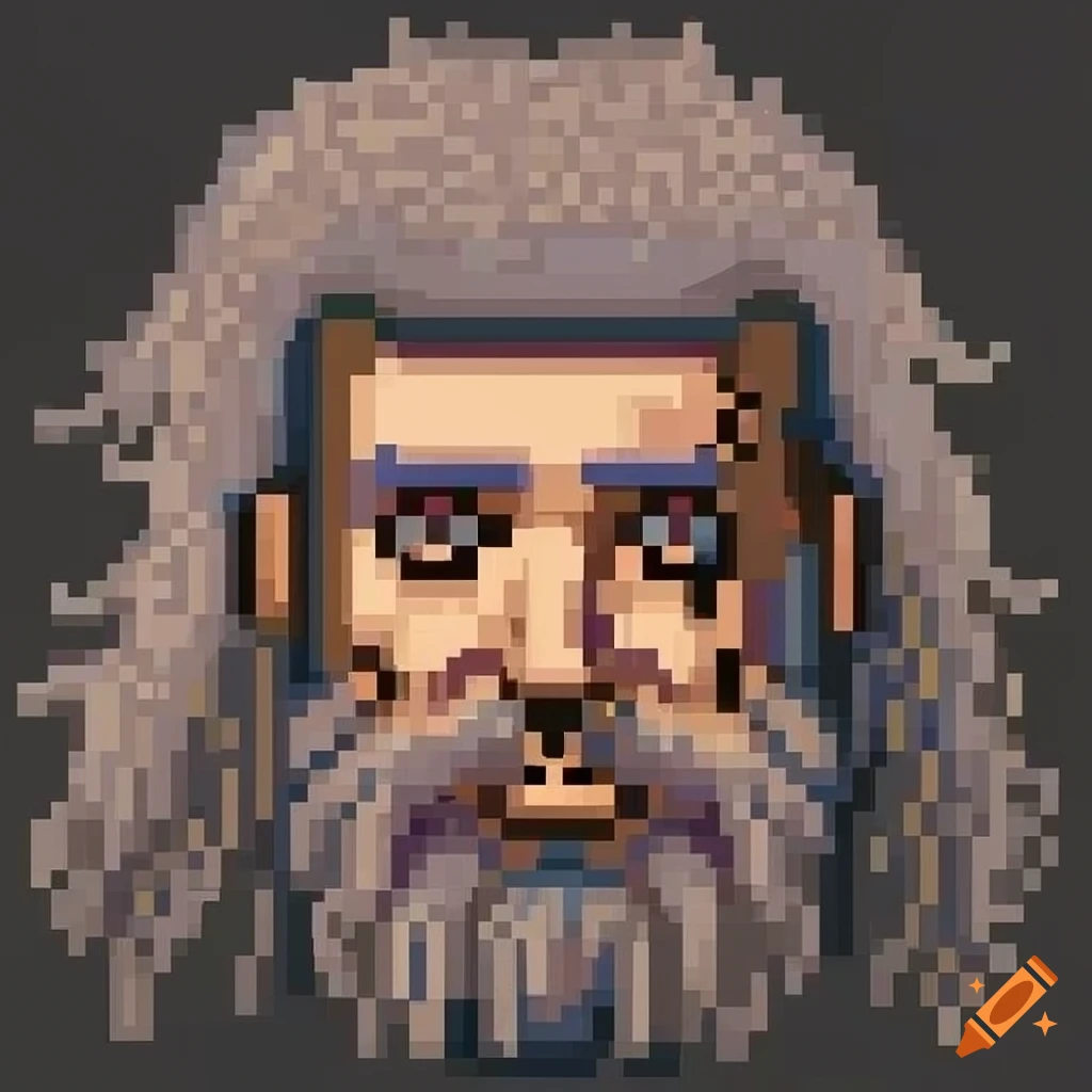 Pixel art medieval hairy man headshot on Craiyon
