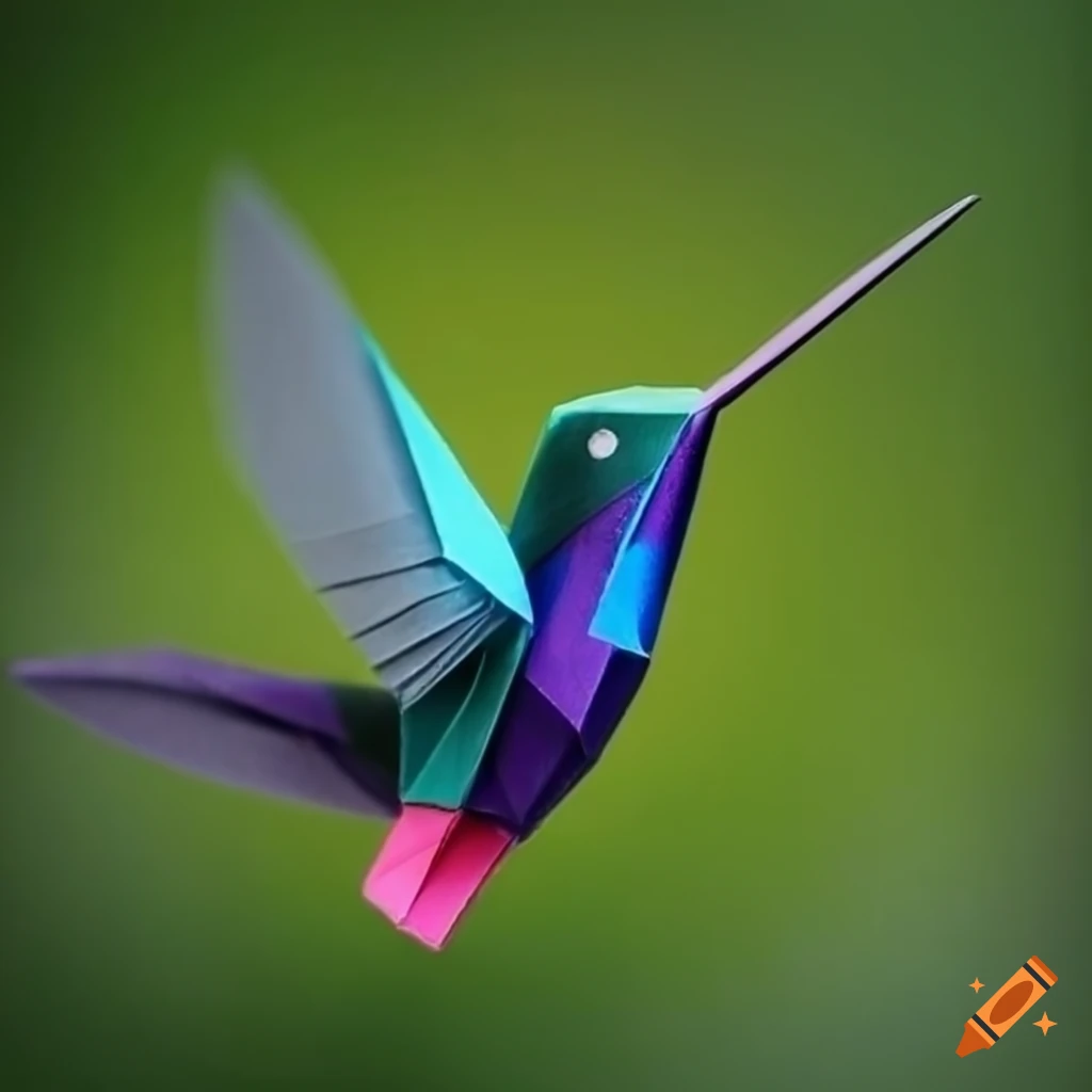 Colibris origami colorido on Craiyon