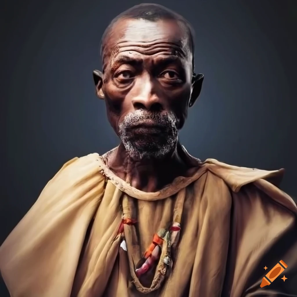 Portrait of an ancient middle age african man with tradditional clothes ...