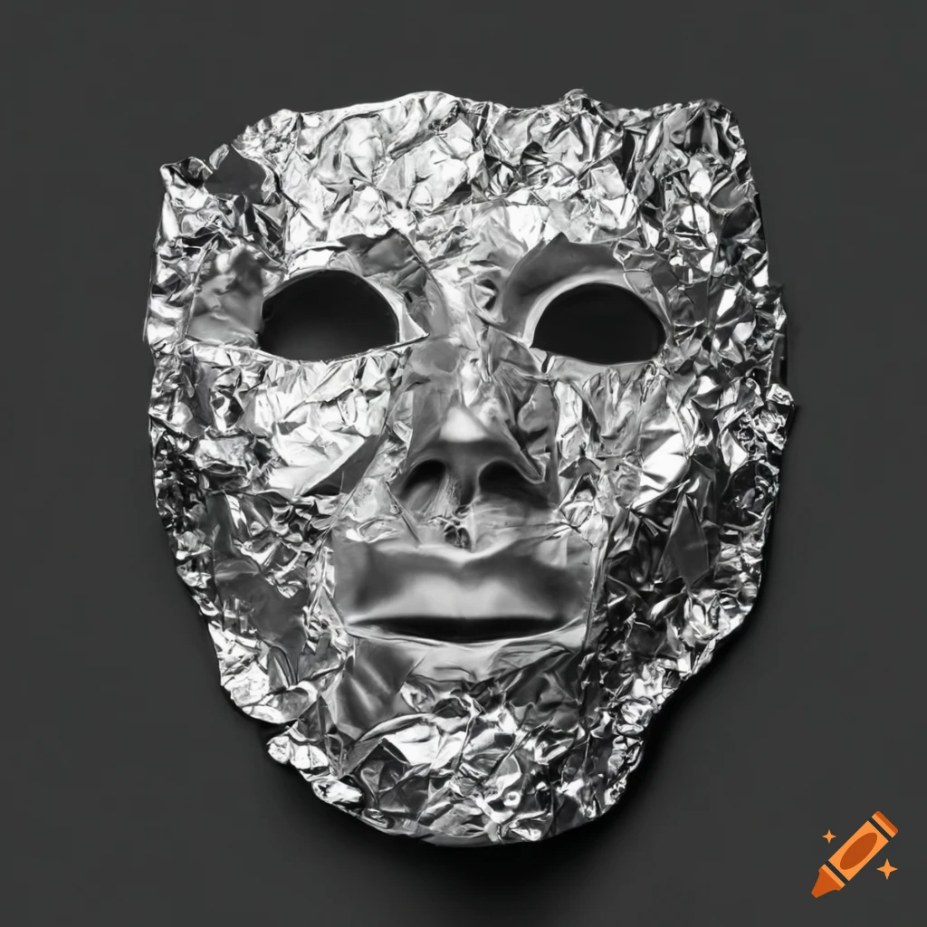 Mask made of aluminum foil on Craiyon