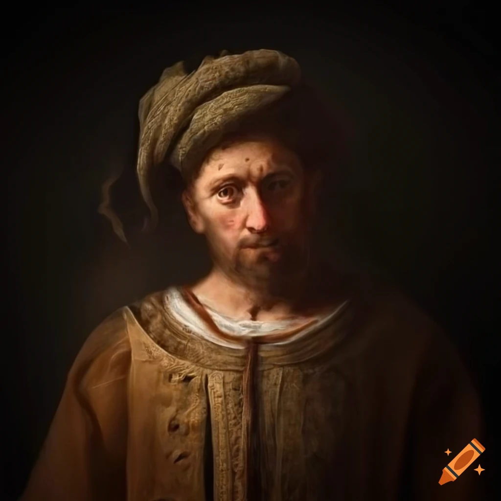 Portrait of an ancient hebrew with tradditional clothes on black ...