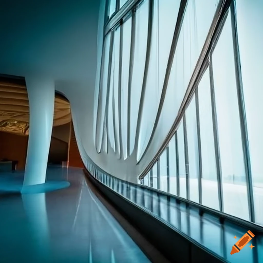 Large conference hall with modern architectural design on Craiyon