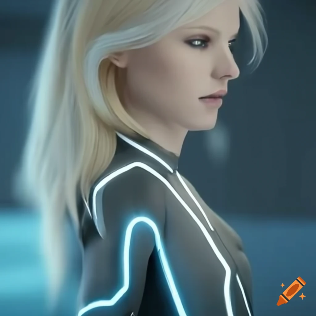 Mara from tron uprising with long blonde hair and grey eyes on Craiyon