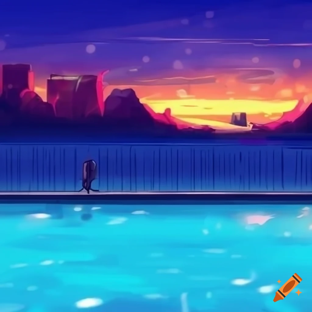 Pool background anime artstyle on Craiyon