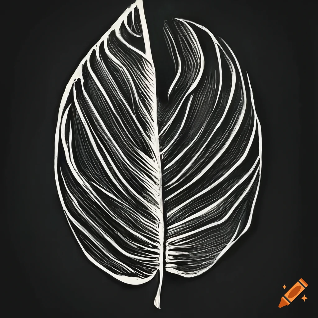 An abstract representation of a plant leaf in the iconic style of Henri ...
