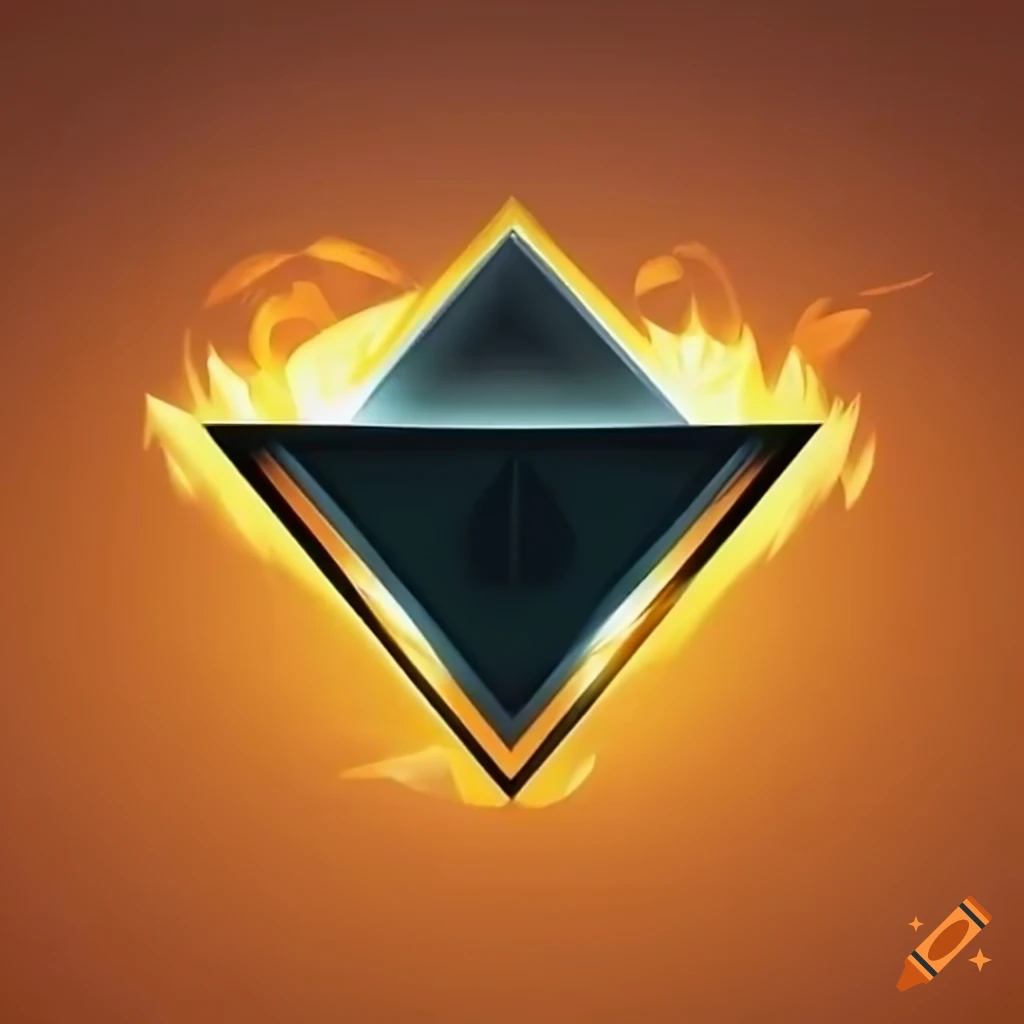 Fiery triangle symbol, intense orange, highly detailed, 4k
