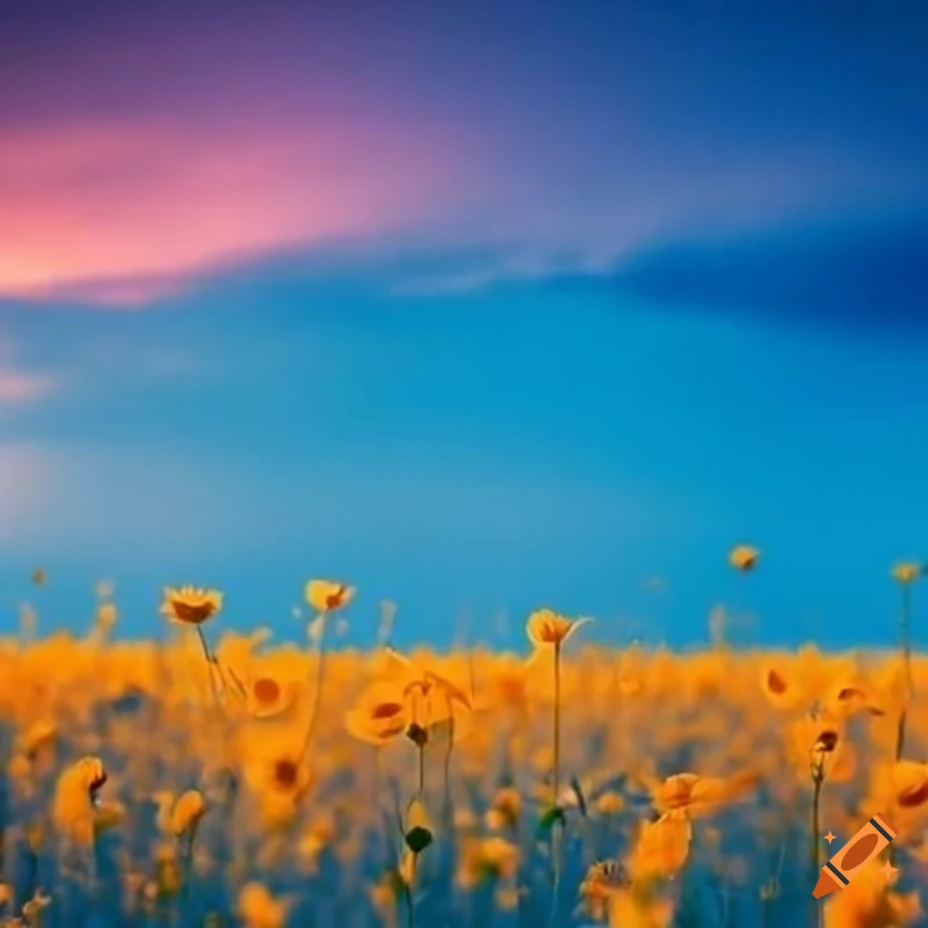 Blue Flower Field Wallpaper