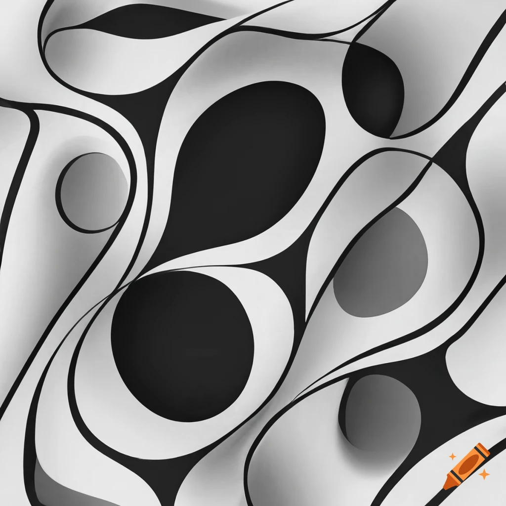 Abstract art of geometric shapes in black and white on Craiyon