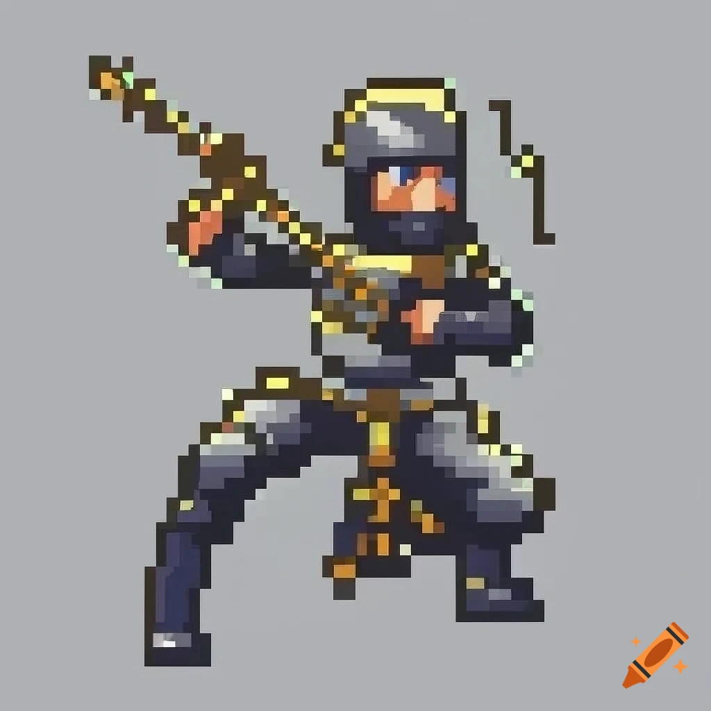 Holy roman empire ninja, battle stance facing the right, gba pixel style