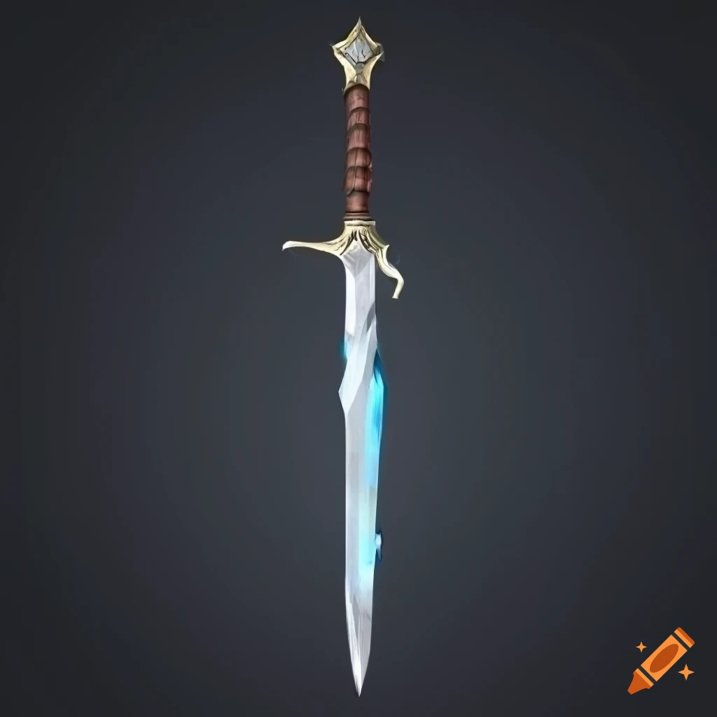 3d render of a longsword with a blade made of crystal on Craiyon