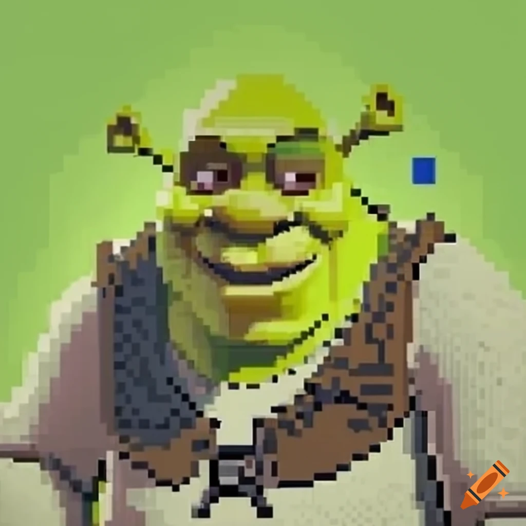 An 8-bit photo of shrek on Craiyon