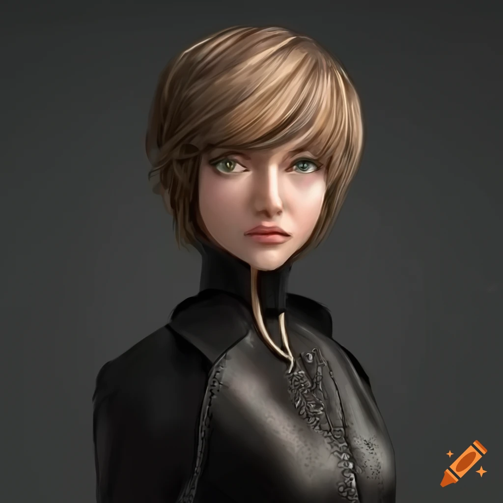 White athletic woman, rose eyes, thin steel blue circle around the iris ...