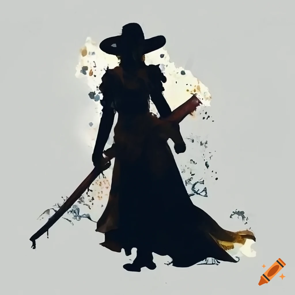 Female musketeer holding a musket silhouette on Craiyon