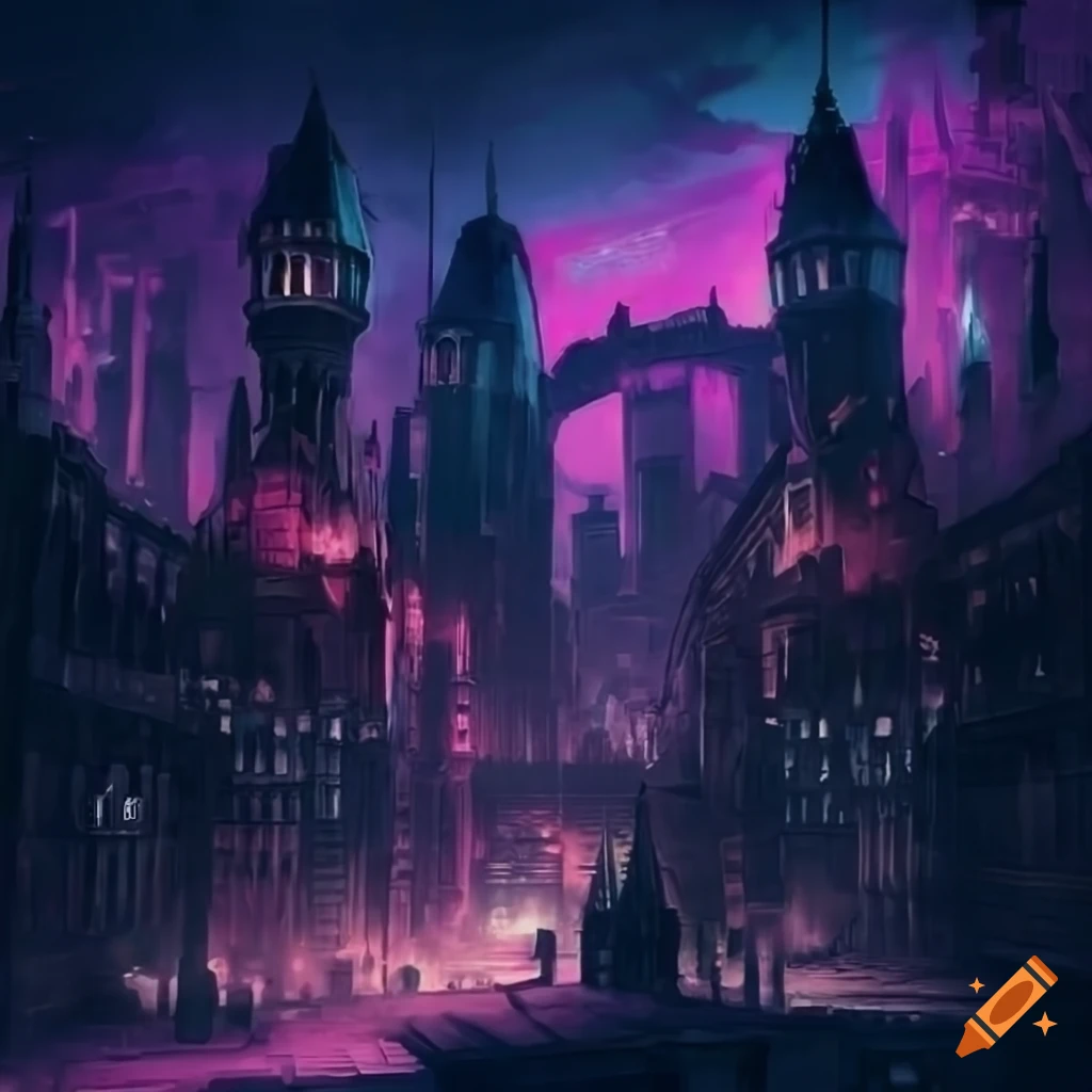 Gothic cyberpunk castle on Craiyon