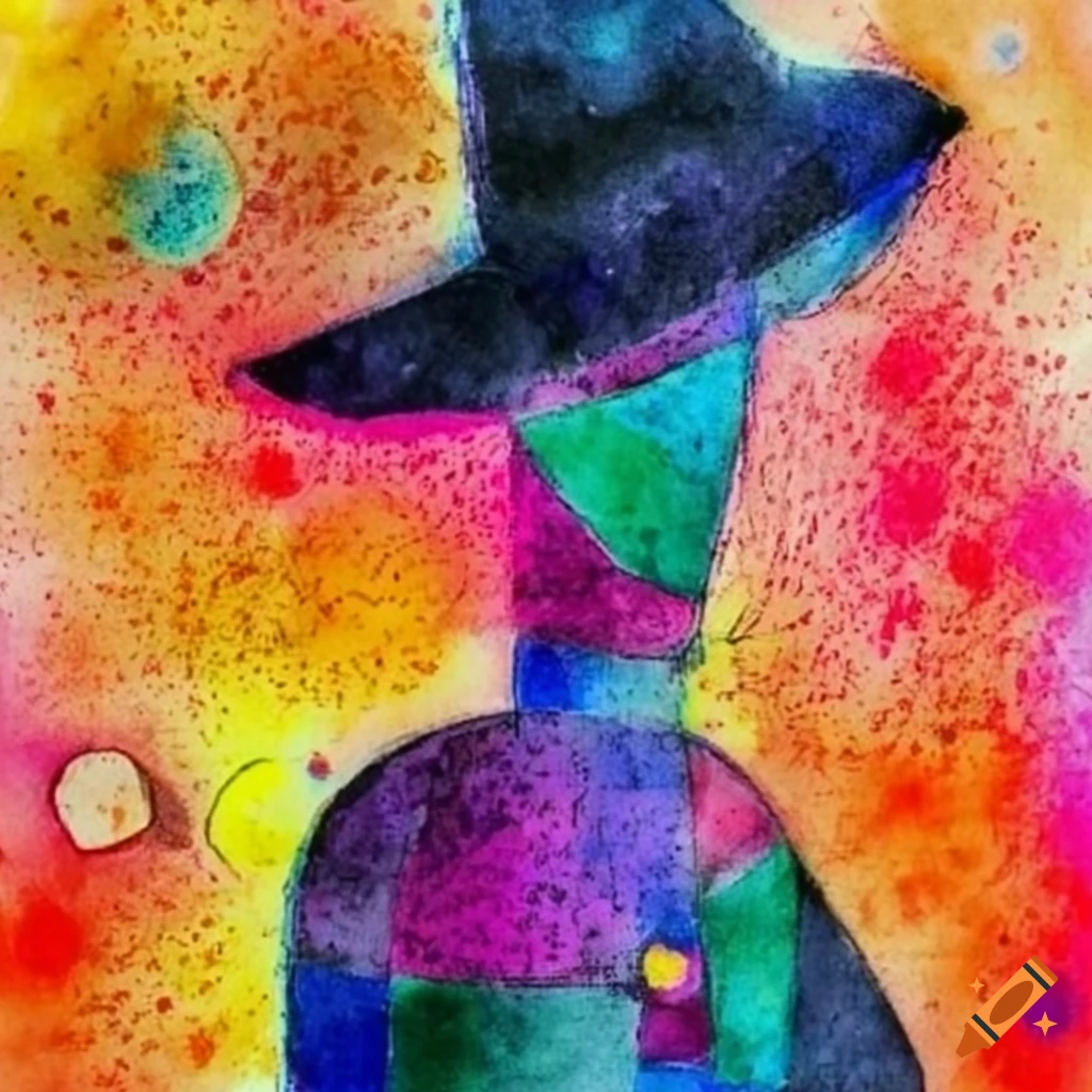 Surrealist monoprint by Paul Klee, a woman in high heels and hat laying ...