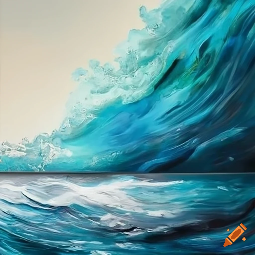 Ocean waves in modern contemporary line art