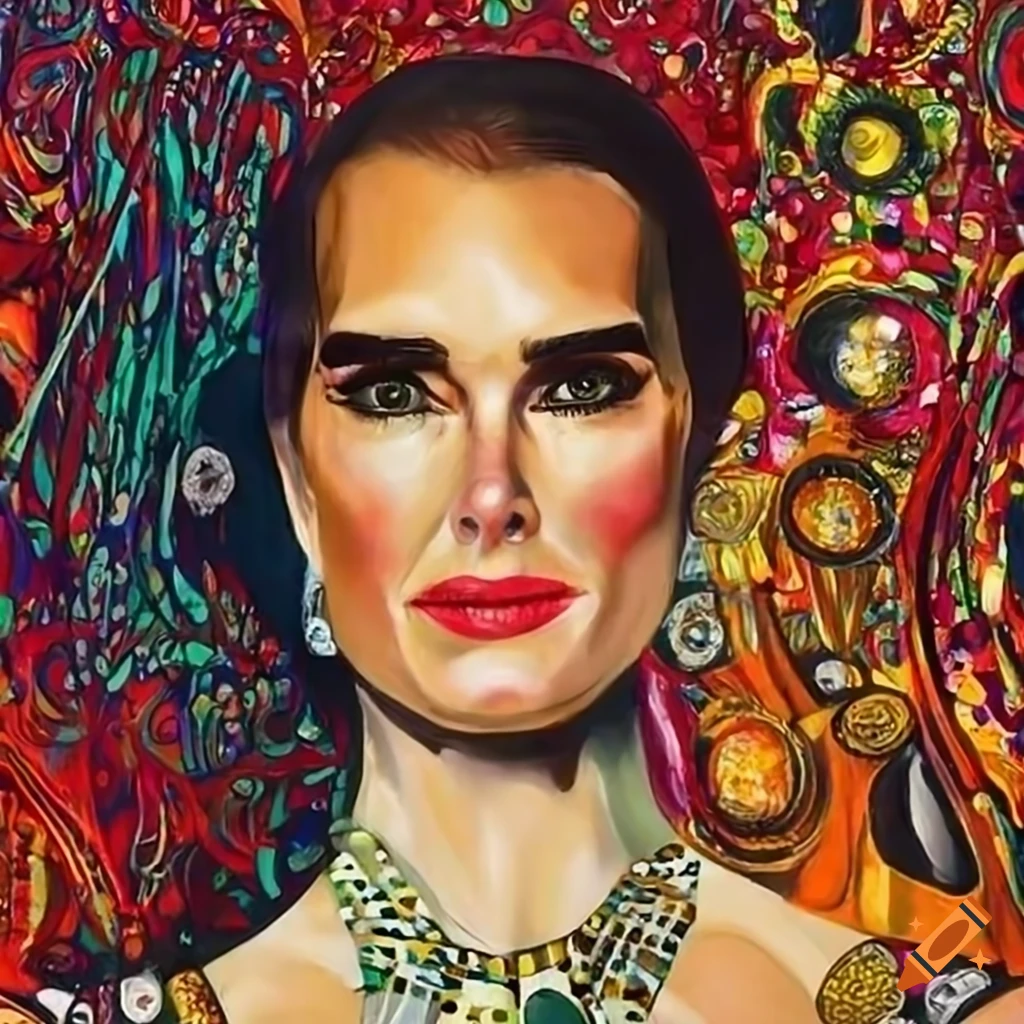 Brooke shields painting in klimt style with intricate eye details on ...