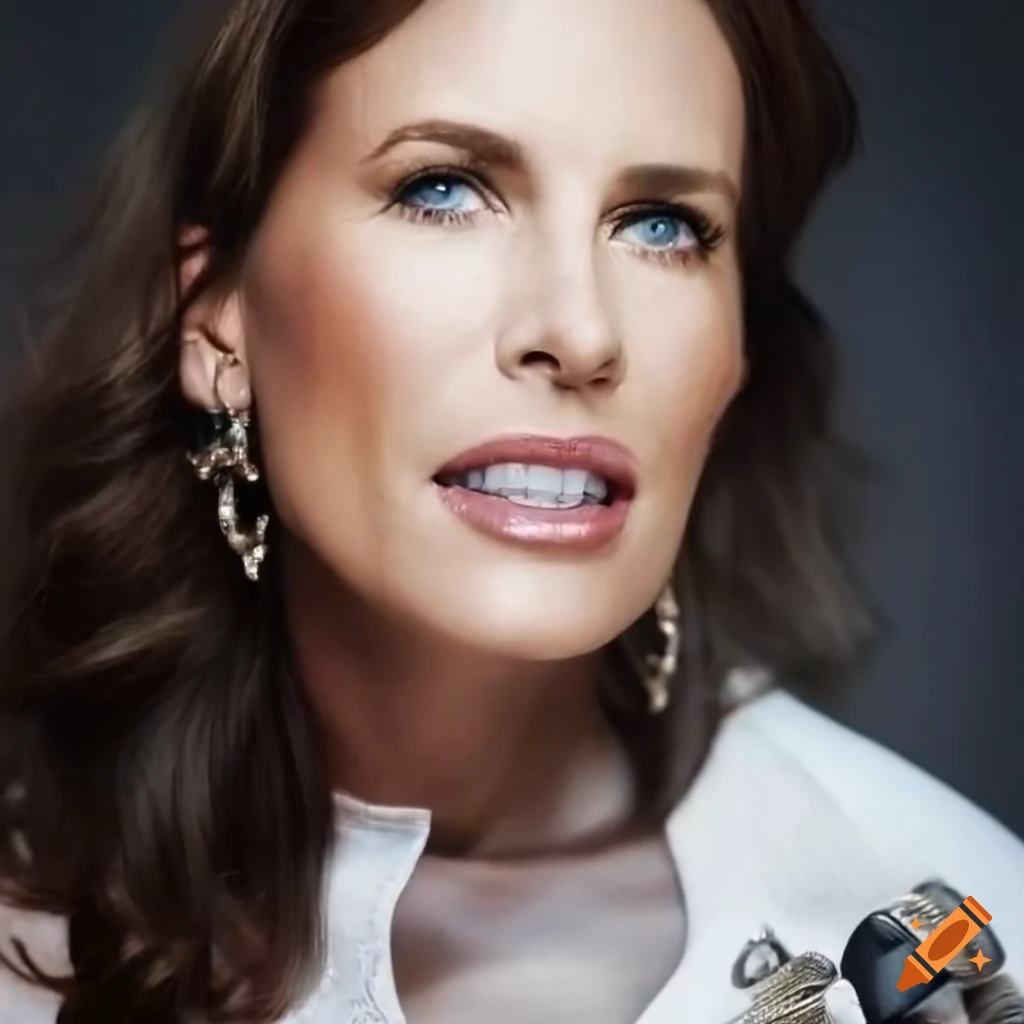 Alexis Glick, closeup face, eyes closed, bright glamour portrait on Craiyon
