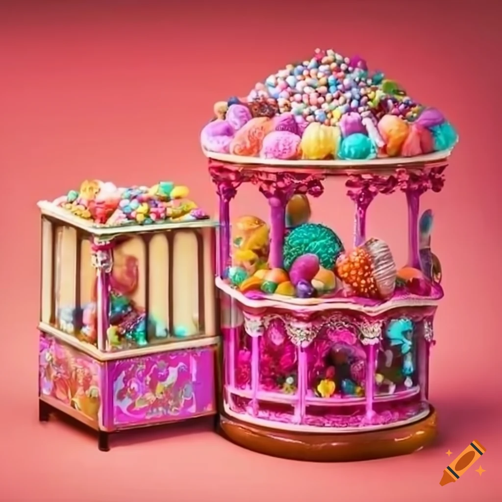 Colorful candies and chocolates at an elegant rococo candy store on Craiyon