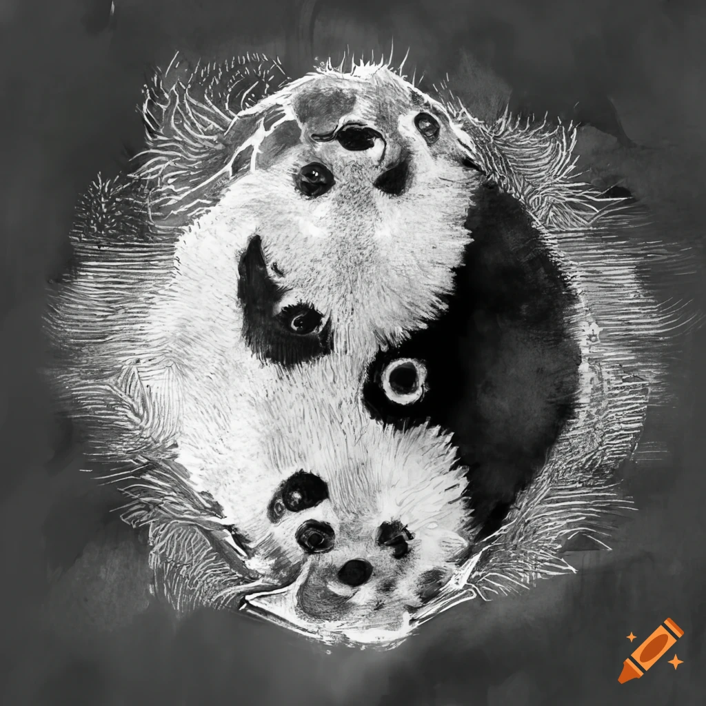 Ying and yang panda, geometric