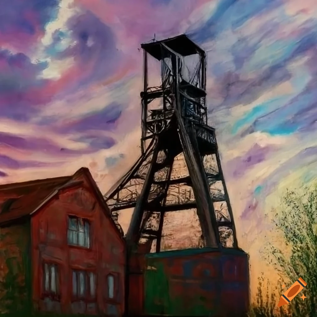 German colliery in urban setting painted in the style of monet