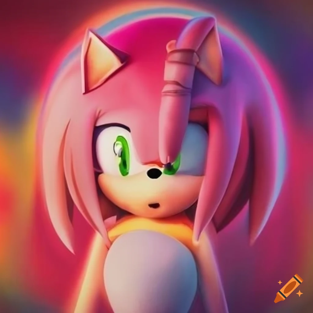 Amy rose's new album artwork with colorful background on Craiyon