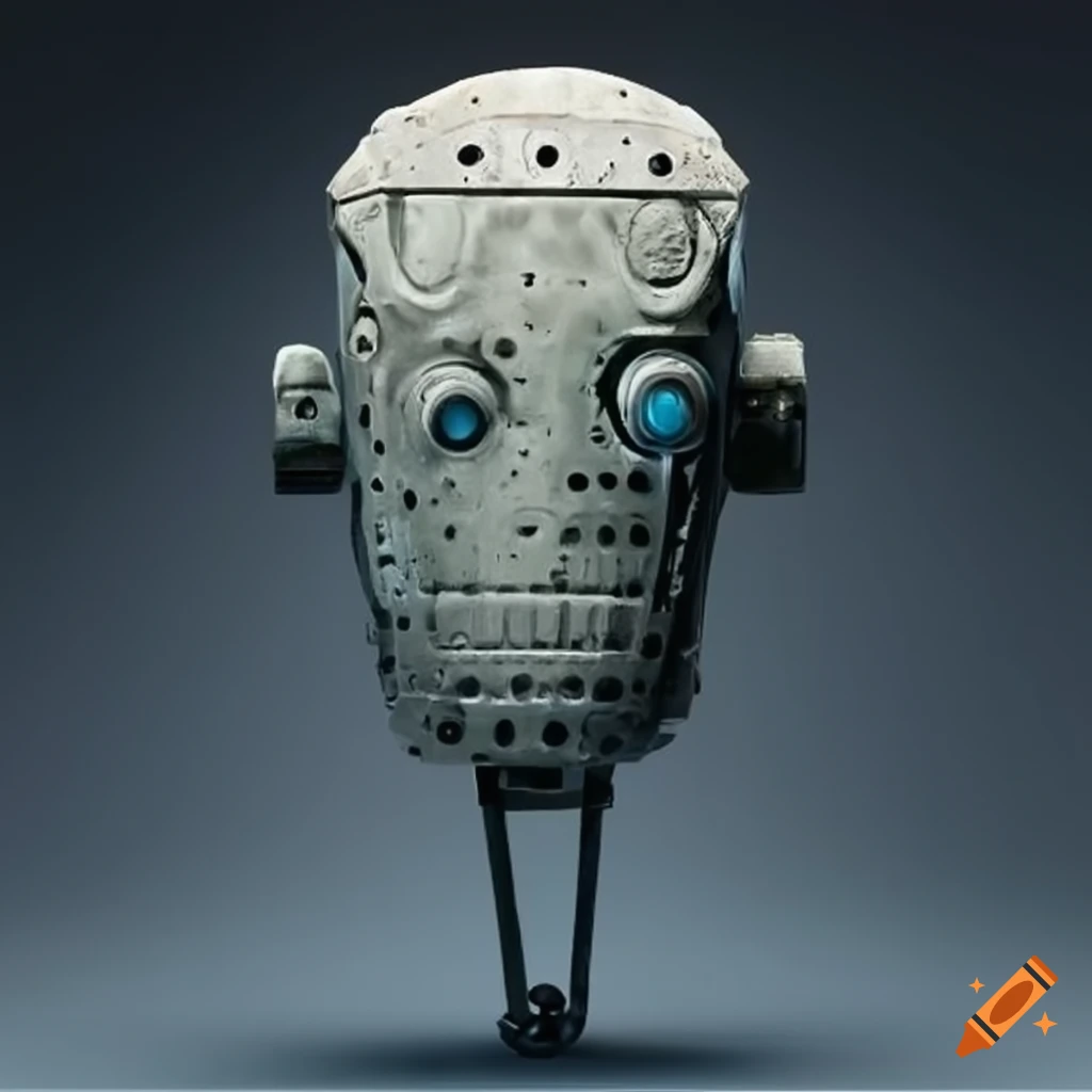 A strict, stern robot made of stone named, "m0535" on Craiyon